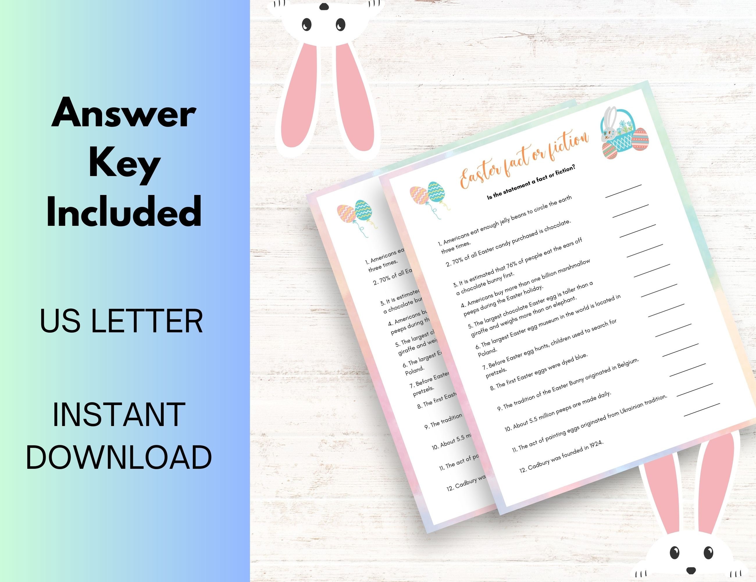 Easter Fact or Fiction, Printable for Kids, Adults, Teens, Easter ...