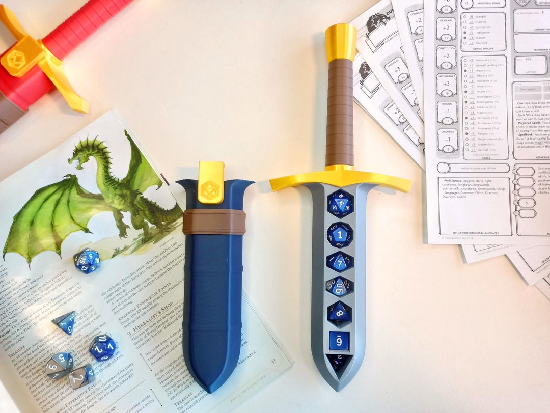 Dice Holding Dagger - Store Your Polyhedral Dice Set in Style, 3D ...