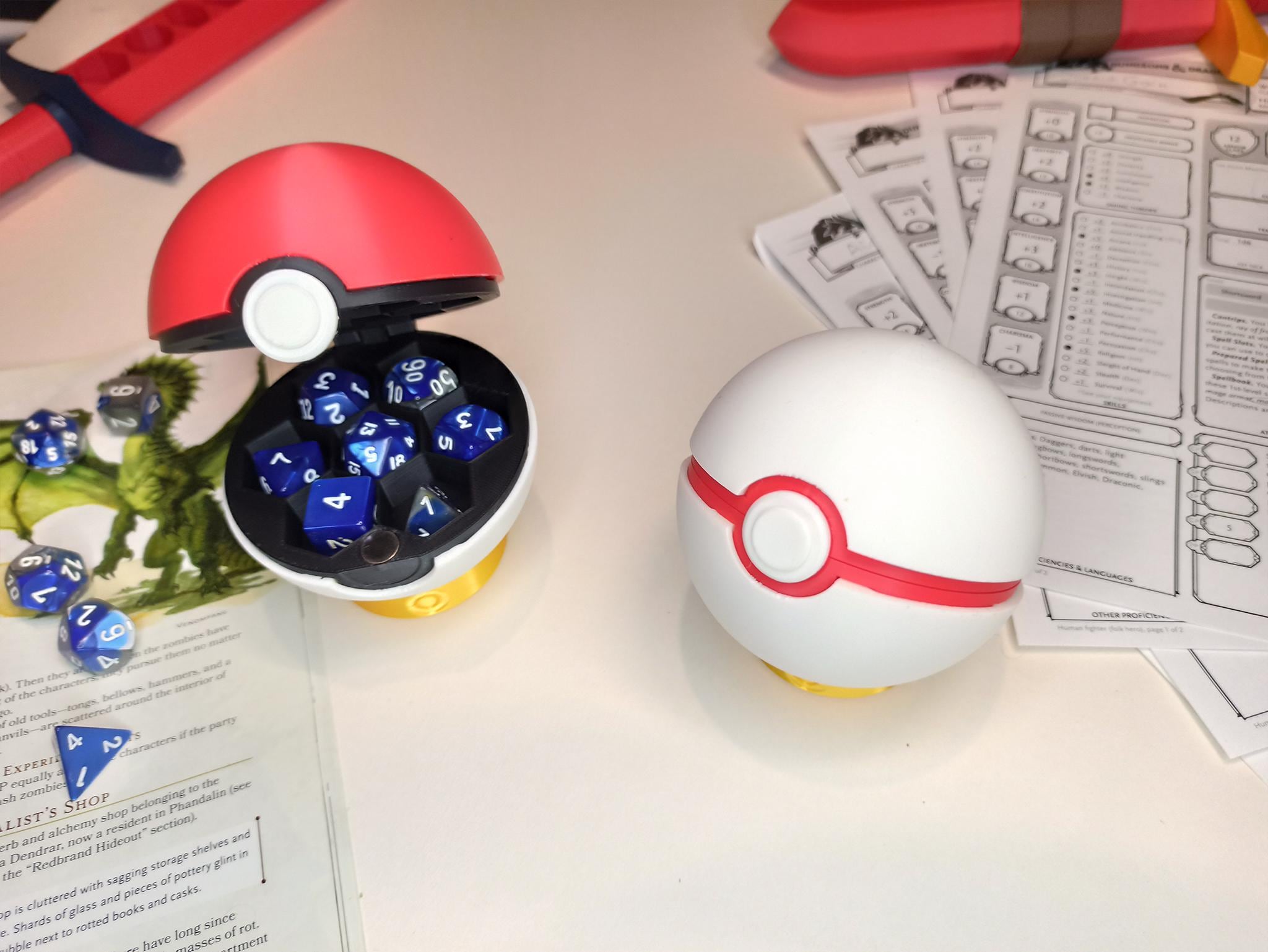 Poke Ball Dice Box, 3D Printed Pokemon Inspired Dice Holder - Etsy