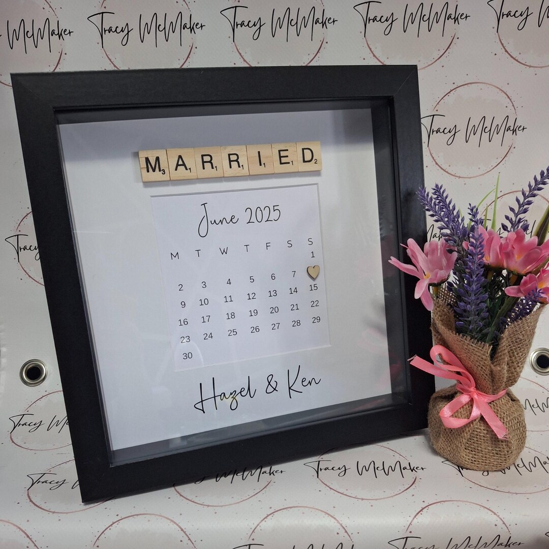 Personalised Wedding Scrabble Letter Frame, Wedding Date Keepsake ...