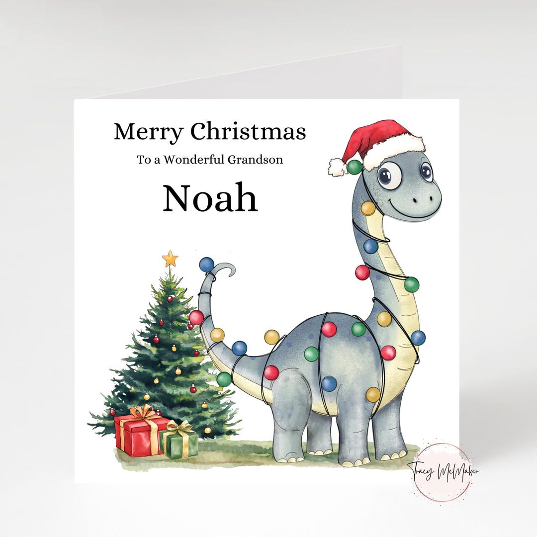 Personalized Dinosaur Christmas Card: T-rex Holiday Card - Etsy
