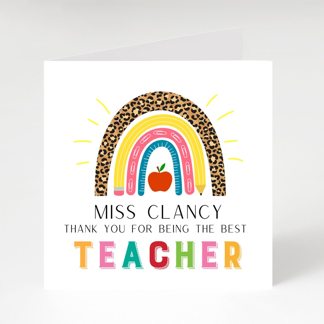 Thank You Teacher Card, Thanks Teacher. - Etsy