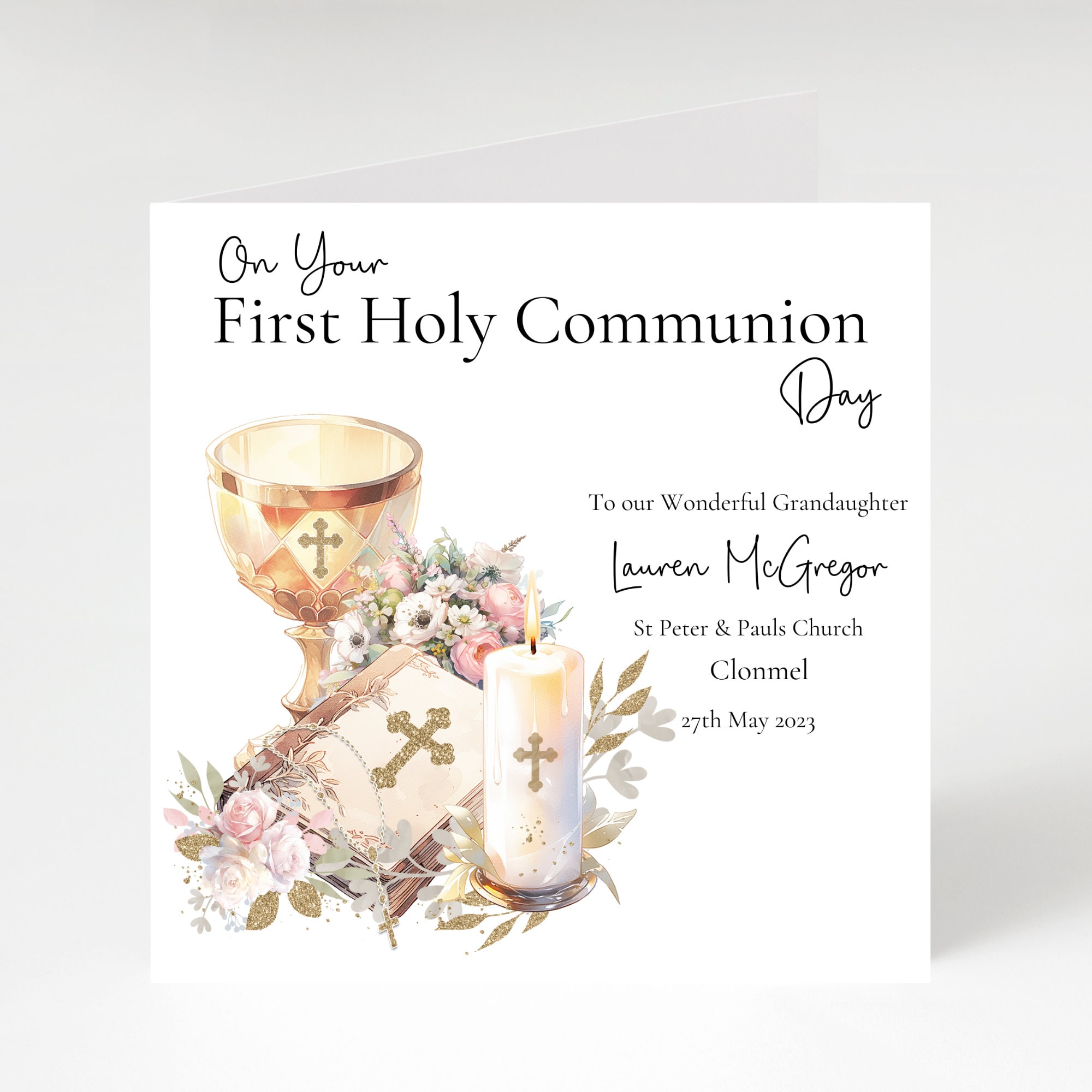 Personalised First Holy Communion Card With Girl Design, Communion Card ...