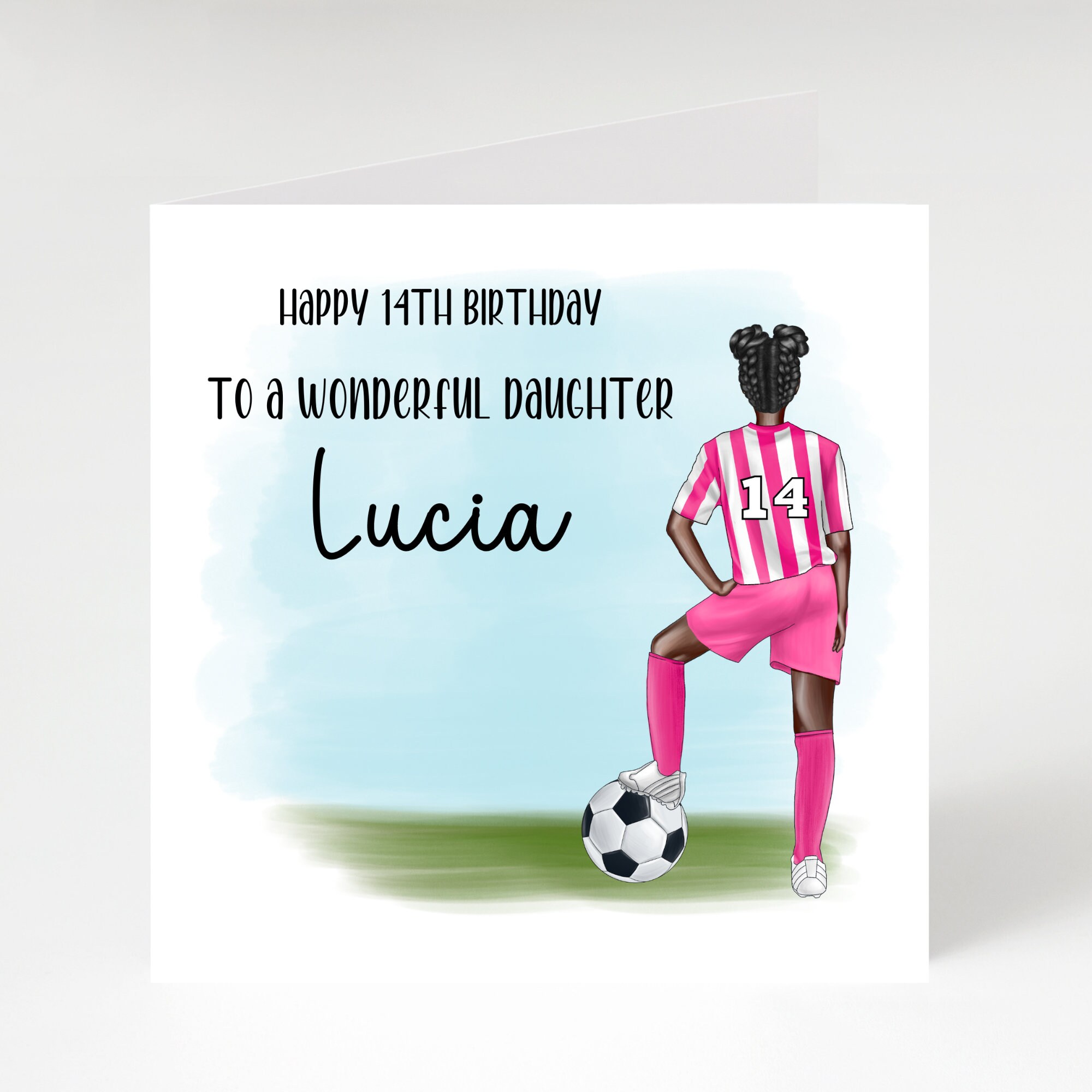 Teenage Girl Football Birthday Card, Girl Soccer Card With Pink ...