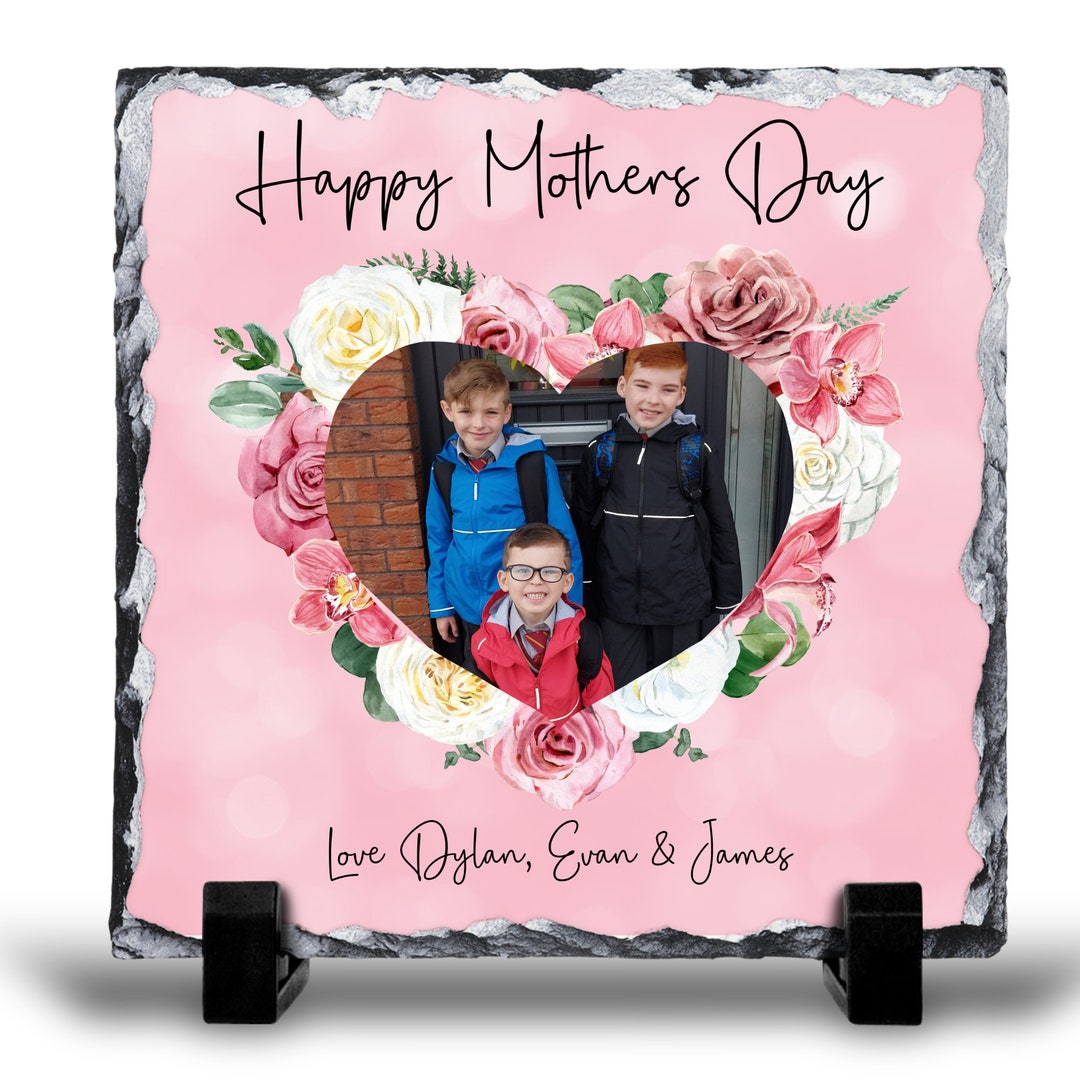 Personalised Mothers Day Square Photo Slate, Photo Slate With Stands ...