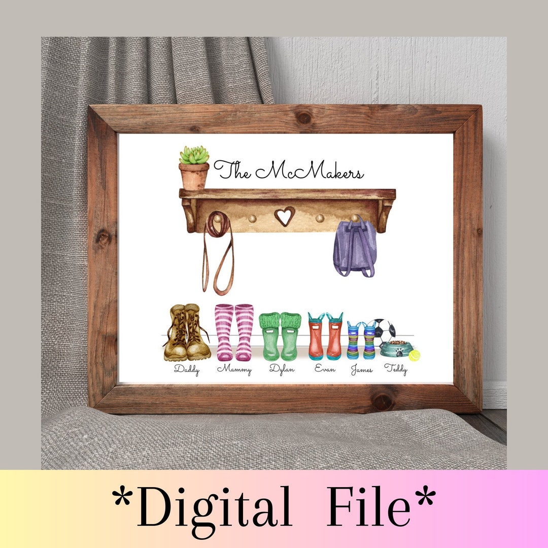 Personalized Family Welly Boot Print: Custom Keepsake (digital Version ...