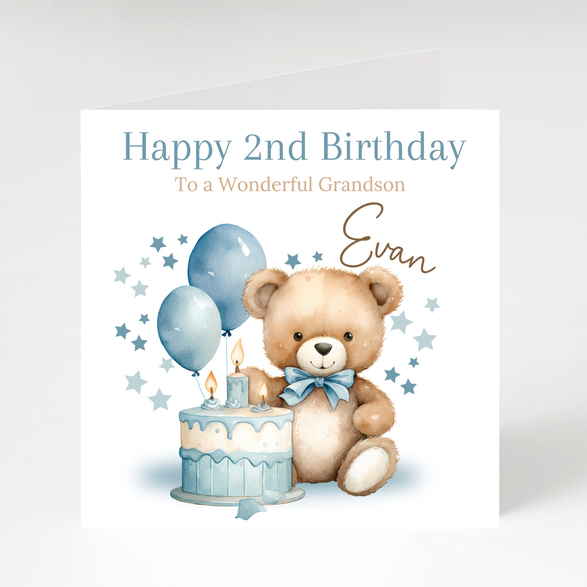 Personalised Blue Teddy Bear Birthday Card, 1st Birthday Card, Birthday ...