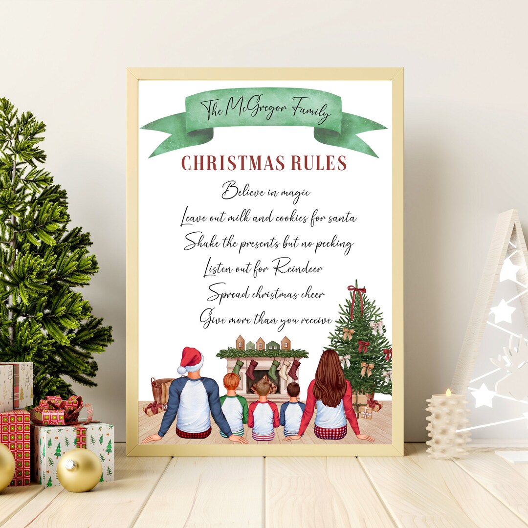 Personalised Family Christmas Rules Print, Gift for All the Family, the ...
