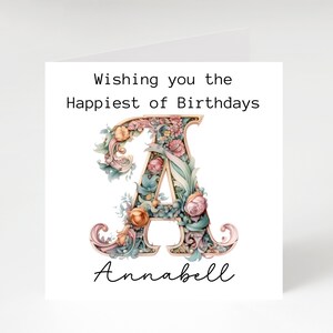 Personalised Initial Birthday Card, Personalised Monogram Birthday Card ...