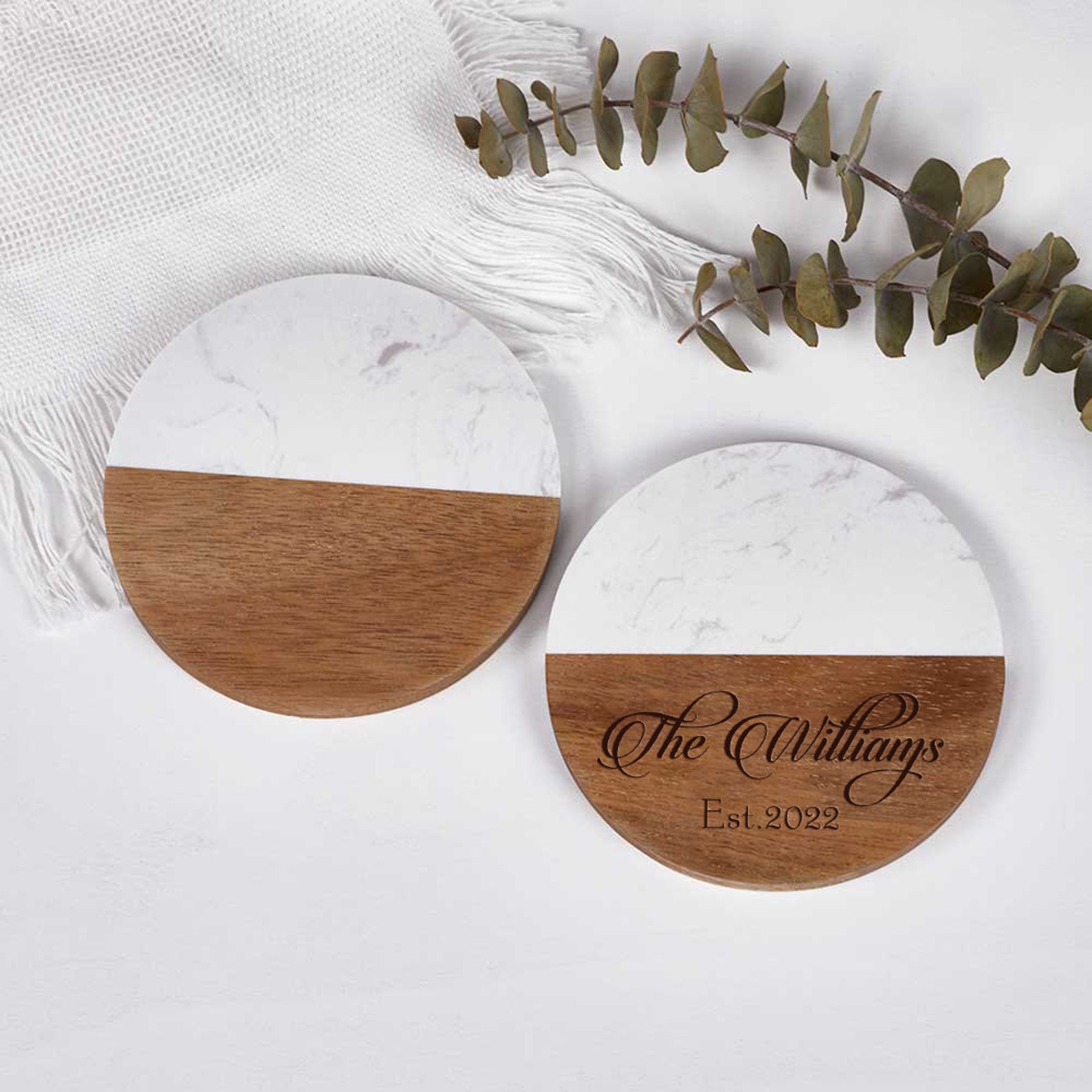 Personalized Coasters Custom Engraved Marble Wooden Coaster - Etsy