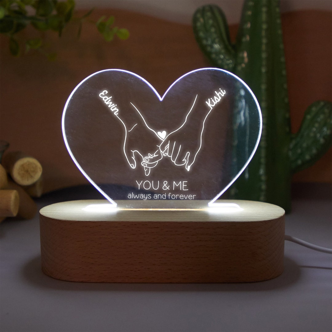 Wedding Anniversary Gifts Custom Heart Night Light Wedding - Etsy