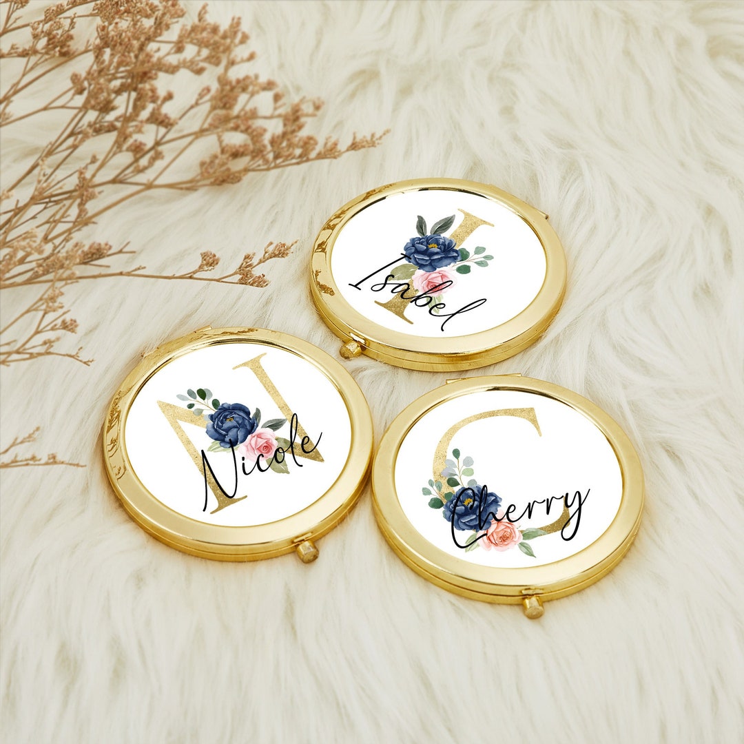 Personalized Floral Initial Compact Mirrorbridesmaid - Etsy UK