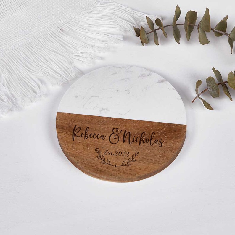 Personalized Coasters Custom Engraved Wood and Marble - Etsy