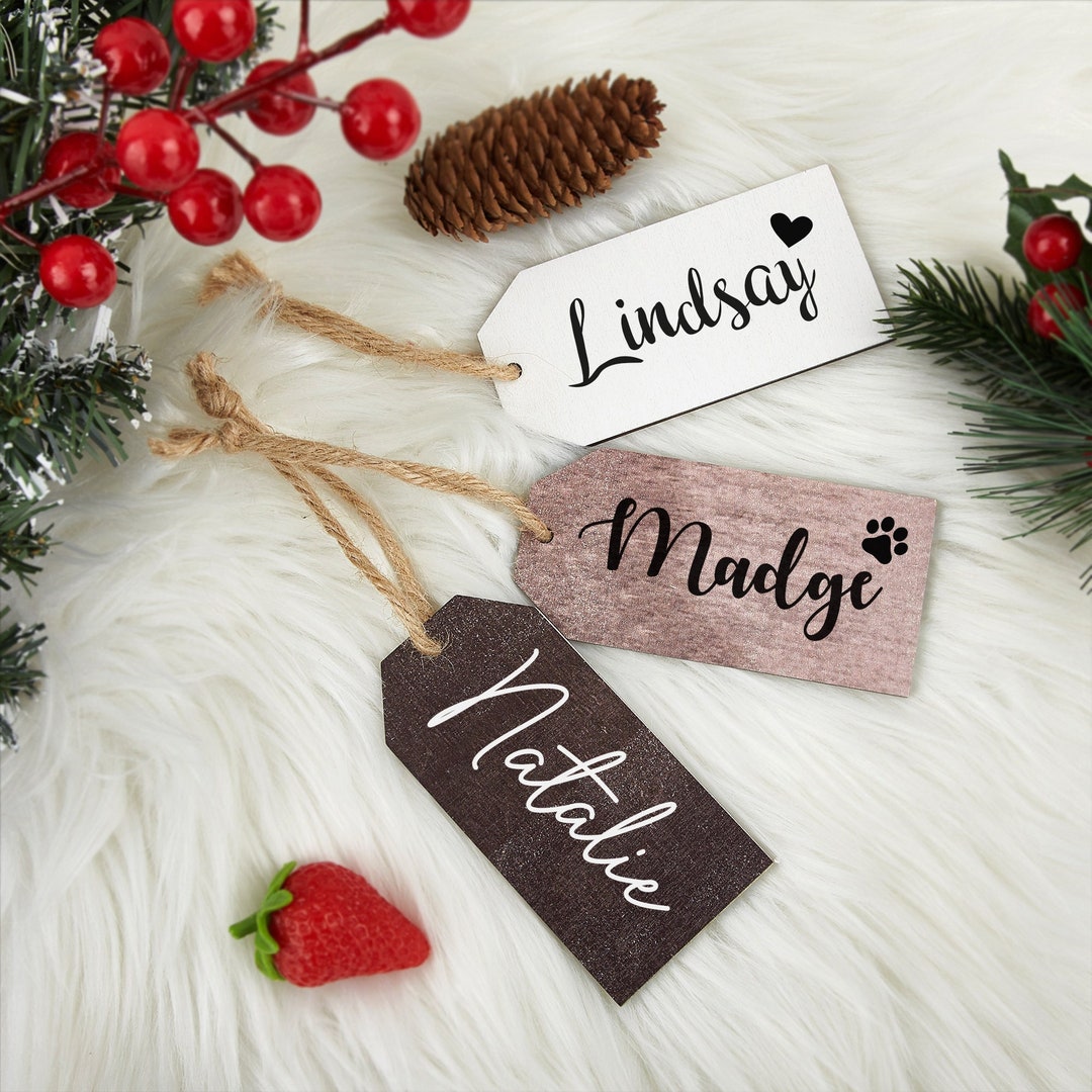 Wooden Christmas Stocking Name Tags, Christmas Stocking Tags ...