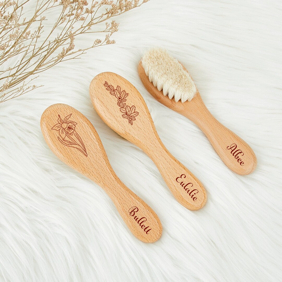 Personalized Kids Hair Brush With Birth Flower Baby Hair - Etsy