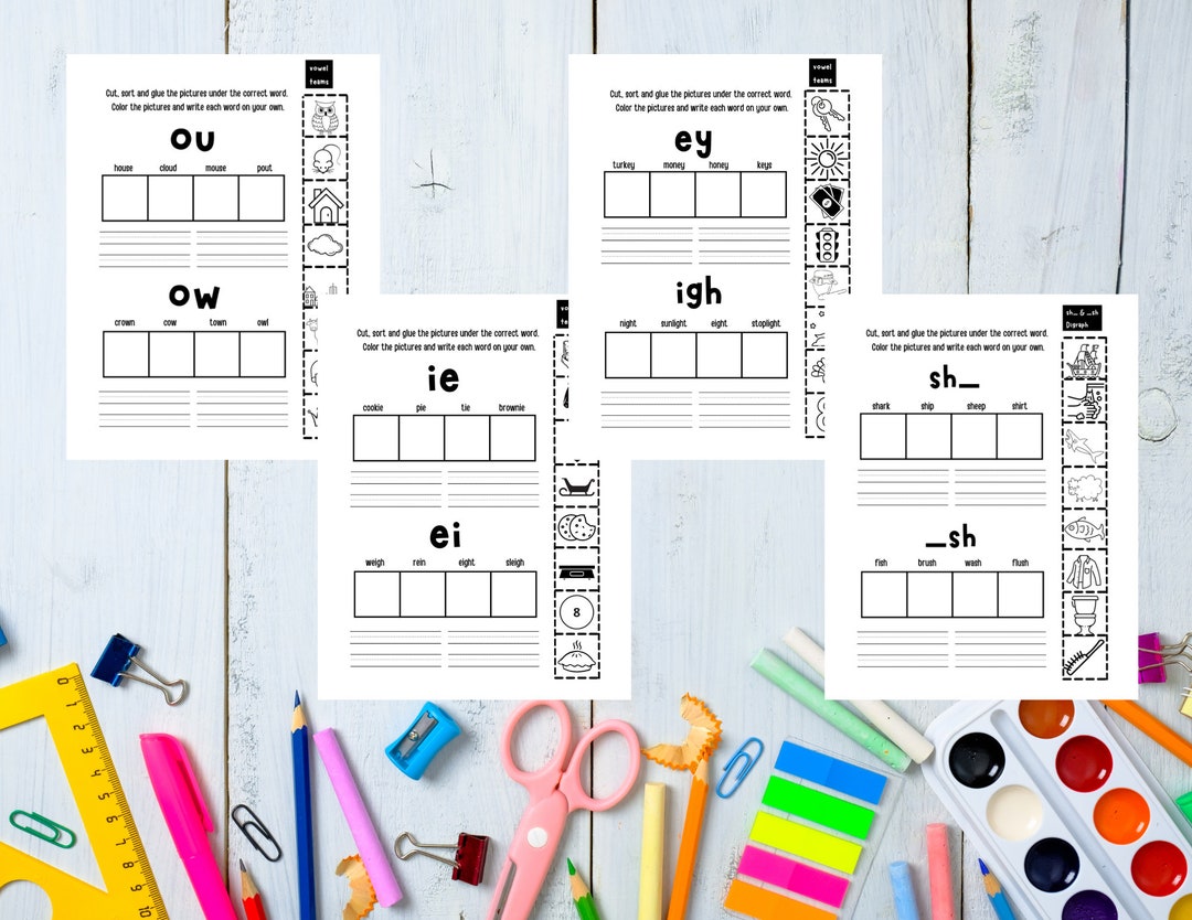 Cut & Paste Vowels and Digraph - Etsy