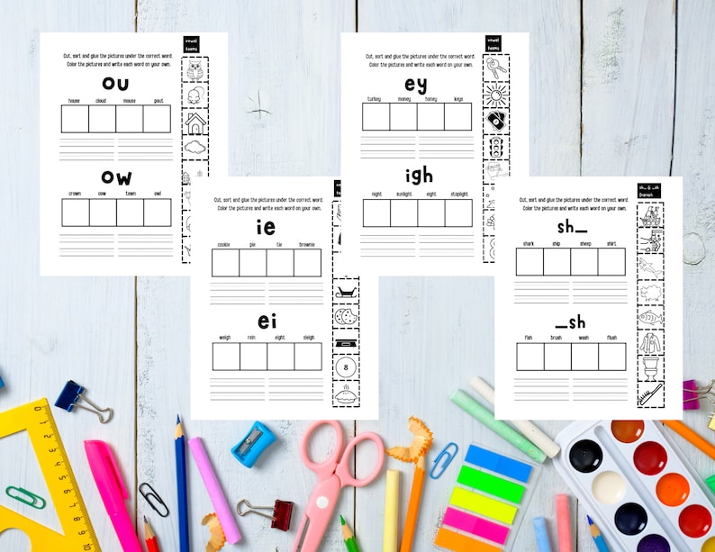 Cut & Paste Vowels and Digraph - Etsy