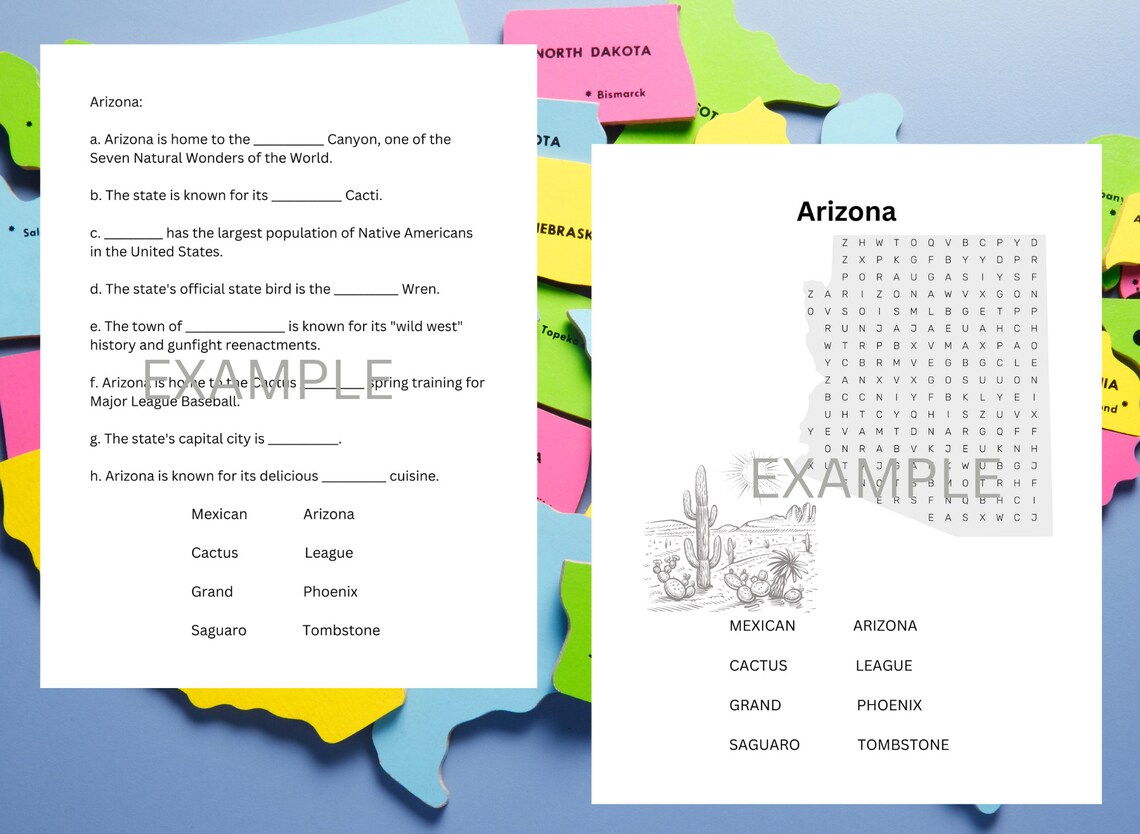 Learn the States of America! Fill in the Blank and Word Search, in the ...