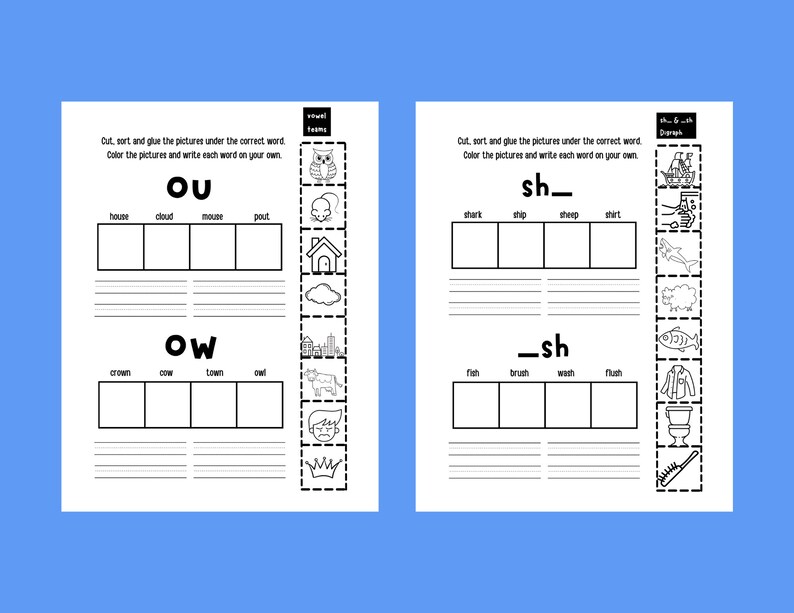 Cut & Paste Vowels and Digraph - Etsy