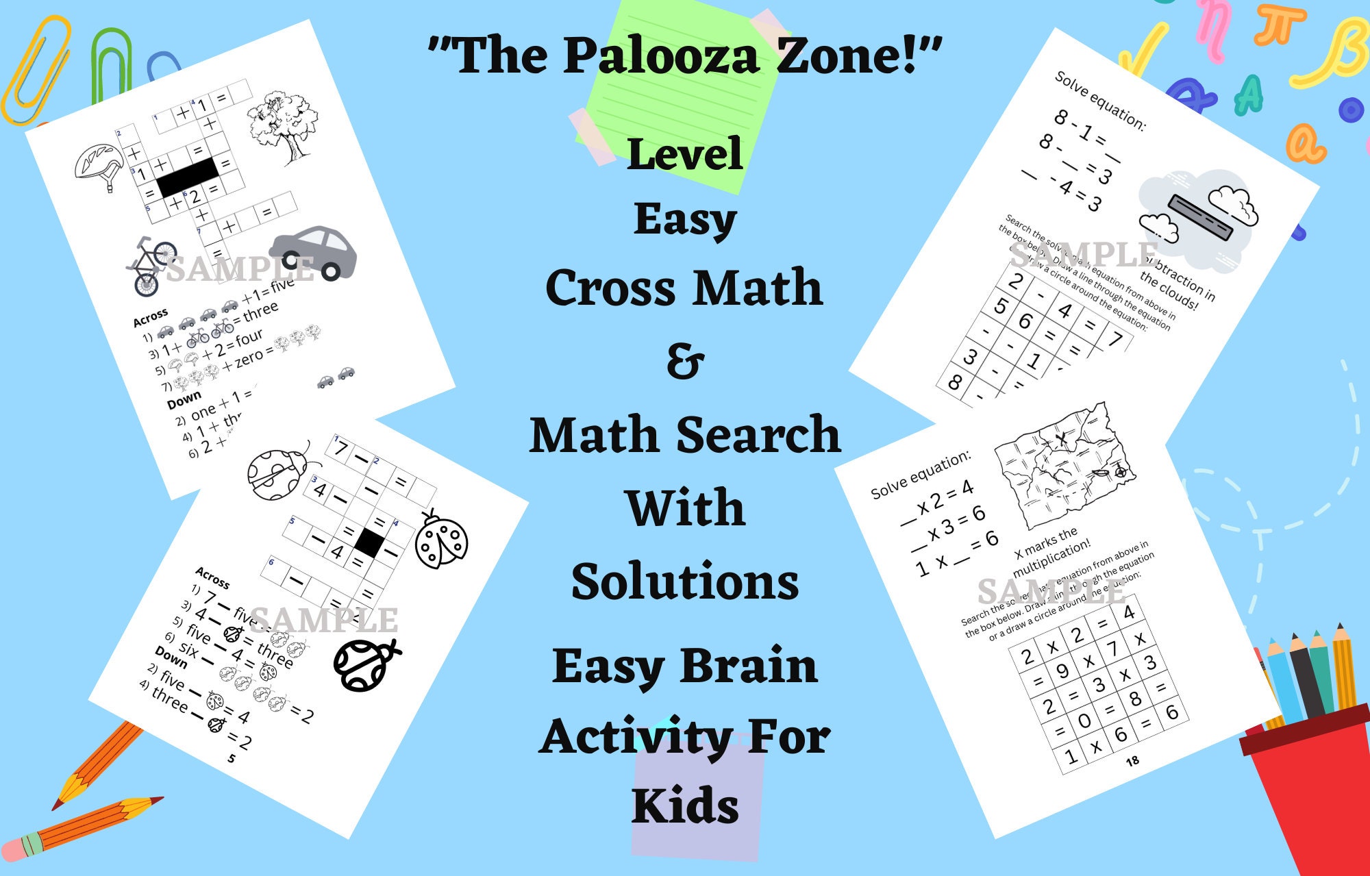 22 Pages of Math Search and Cross Math - Math Sheet - Math Work Sheet ...