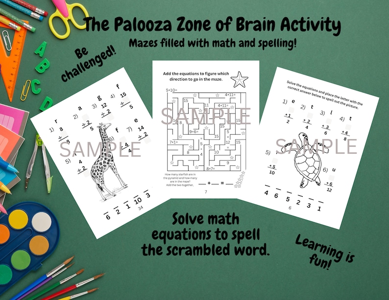 Palooza Zone Math Mazes and Math Equations - Etsy