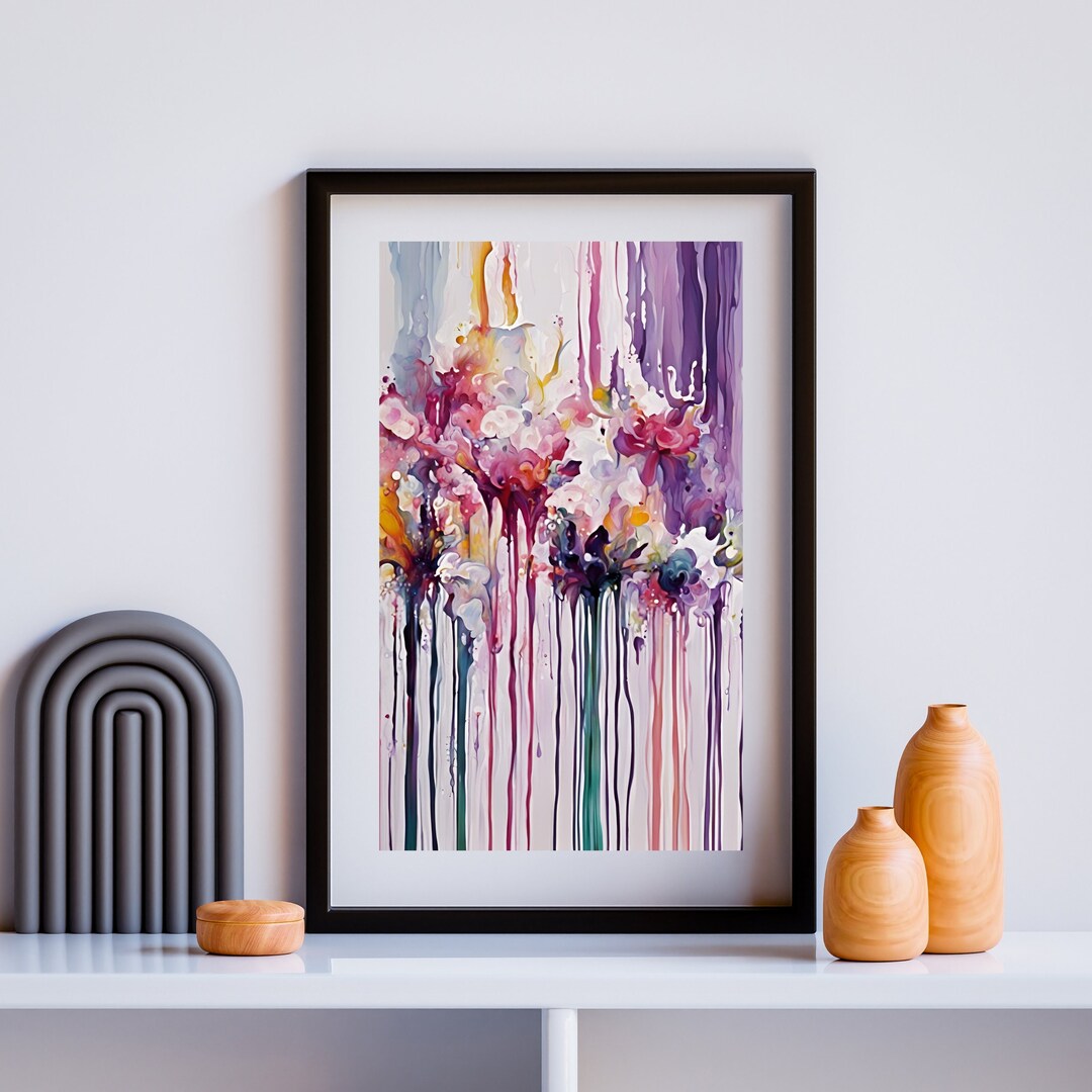 Paint Drip Flowers Abstract Art Downloadable Print-300 Dpi Png Files ...