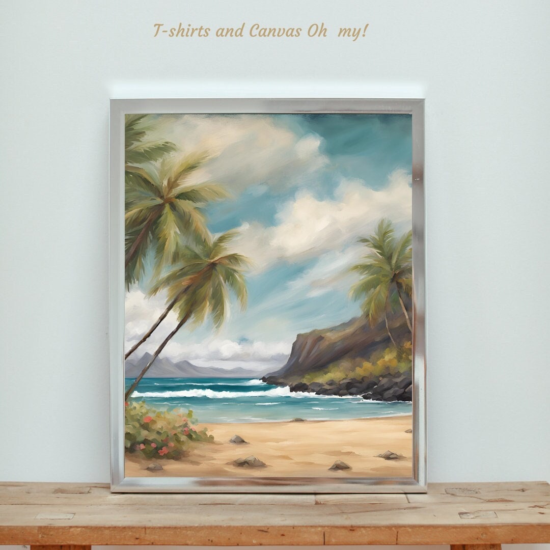 Tranquil Hawaiian Beach Art - Instant Download-downloadable Prints ...