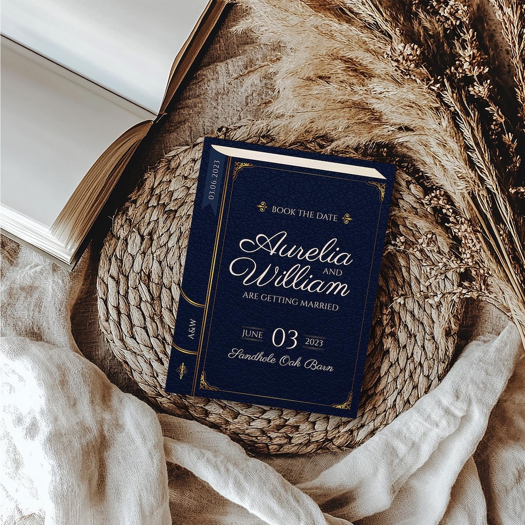Literary Book Themed Save the Date | DIY Invitation | Editable Template ...