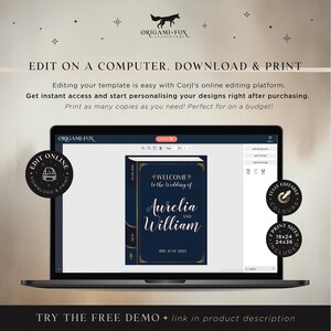 Literary Welcome Sign | Book Style DIY Wedding Sign | Editable Template ...