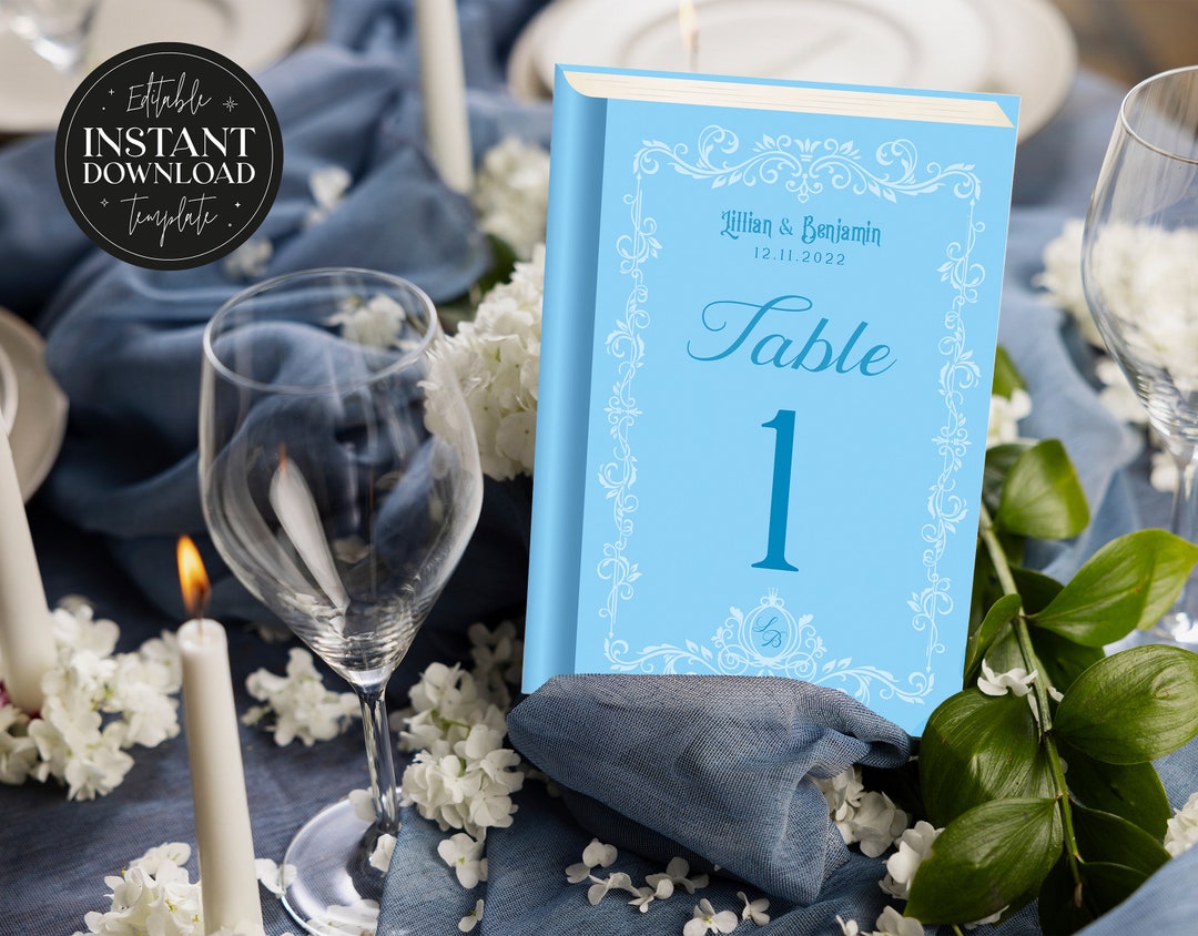 Wedding Table Numbers | Cinderella Book DIY Table Numbers | Editable ...