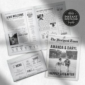 Wedding Newspaper Program Template | DIY Newspaper Design | Editable ...