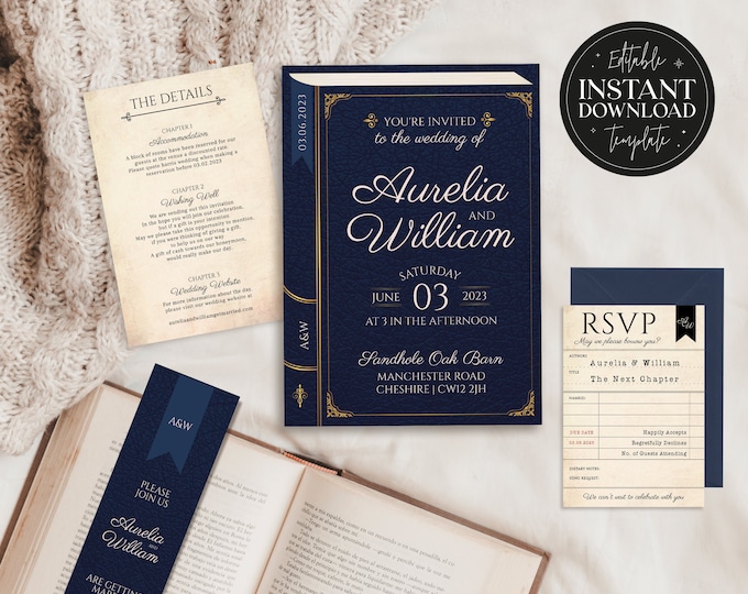 Book Wedding Invitation Literary Inspired Wedding Invite Love Story ...