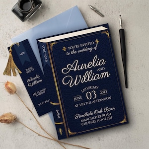 Literary Book Invite Set | Vintage DIY Invitation | Editable Template ...