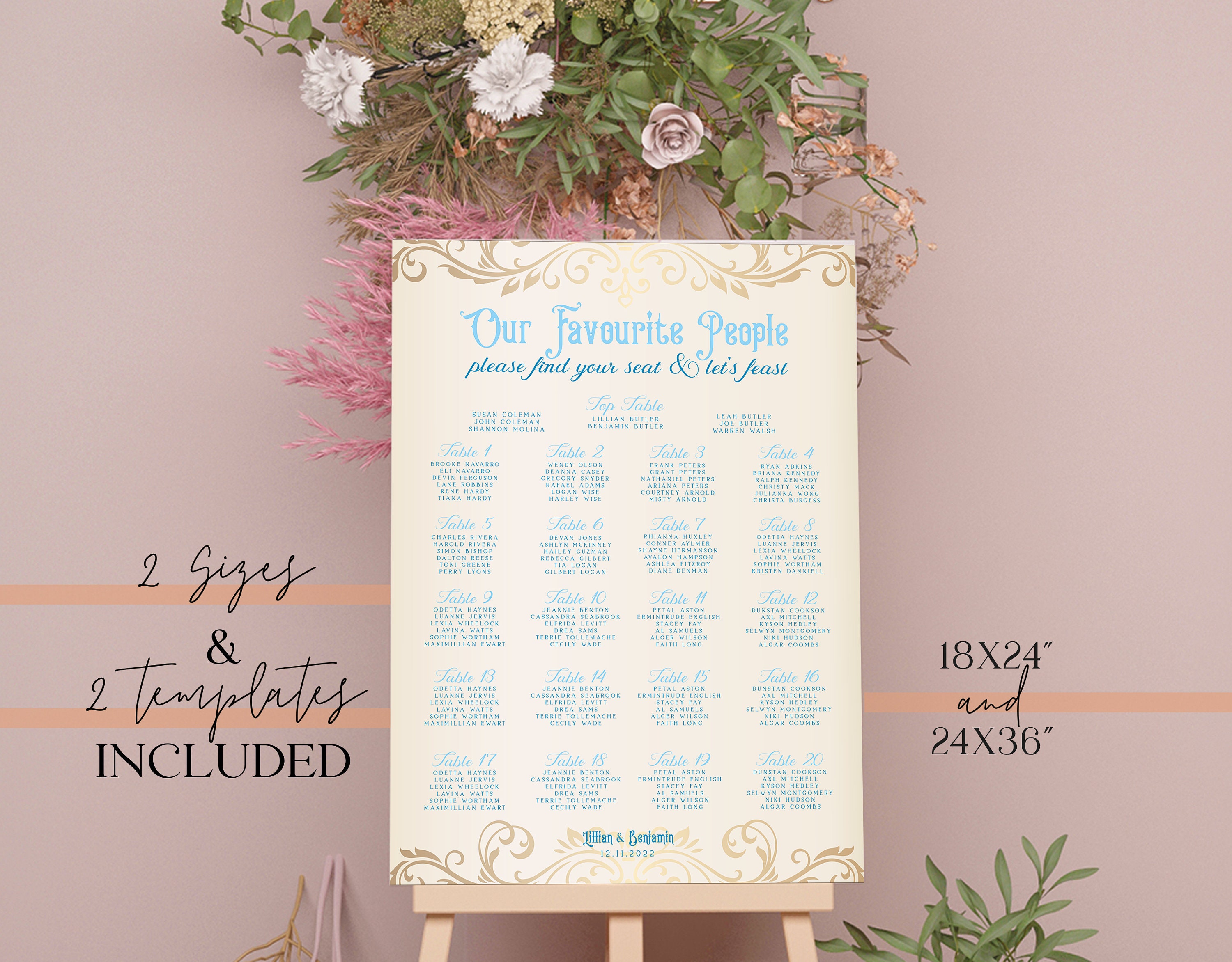 LILLIAN Fairytale Table Plan Cinderella Style DIY Wedding Print ...