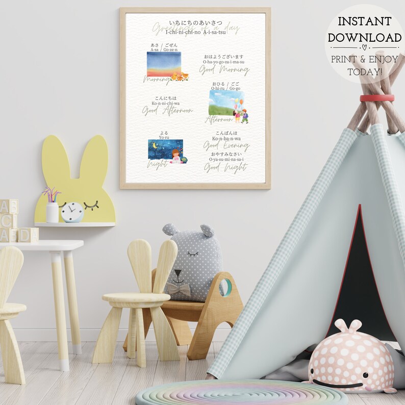 Printable Greetings Poster, Kids Wall Art, Children's Wall Art, Nursery ...
