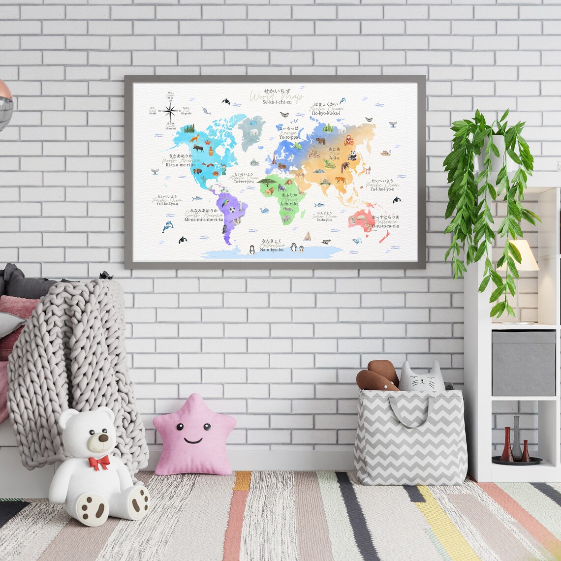 Printable World Map Poster, Kids Wall Art, Children's Wall Art, Nursery ...