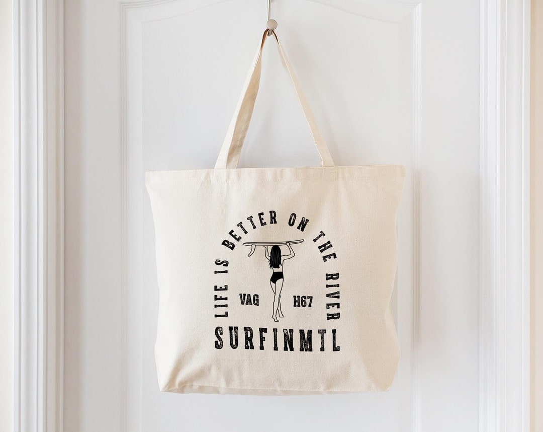 River Surf Tote Bag, Vague a Guy Bag, Surfer Girl Gift, Montreal Tote ...