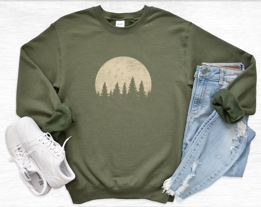 Pine Tree Silhouette, Pine Trees Sweatshirt, Forest, Outdoors, Hiking ...