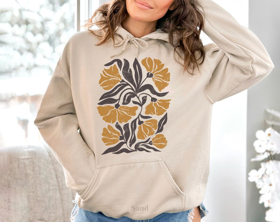 Women's Boho Chic Oversized Hoodie With Matisse-inspired Floral Graphic ...