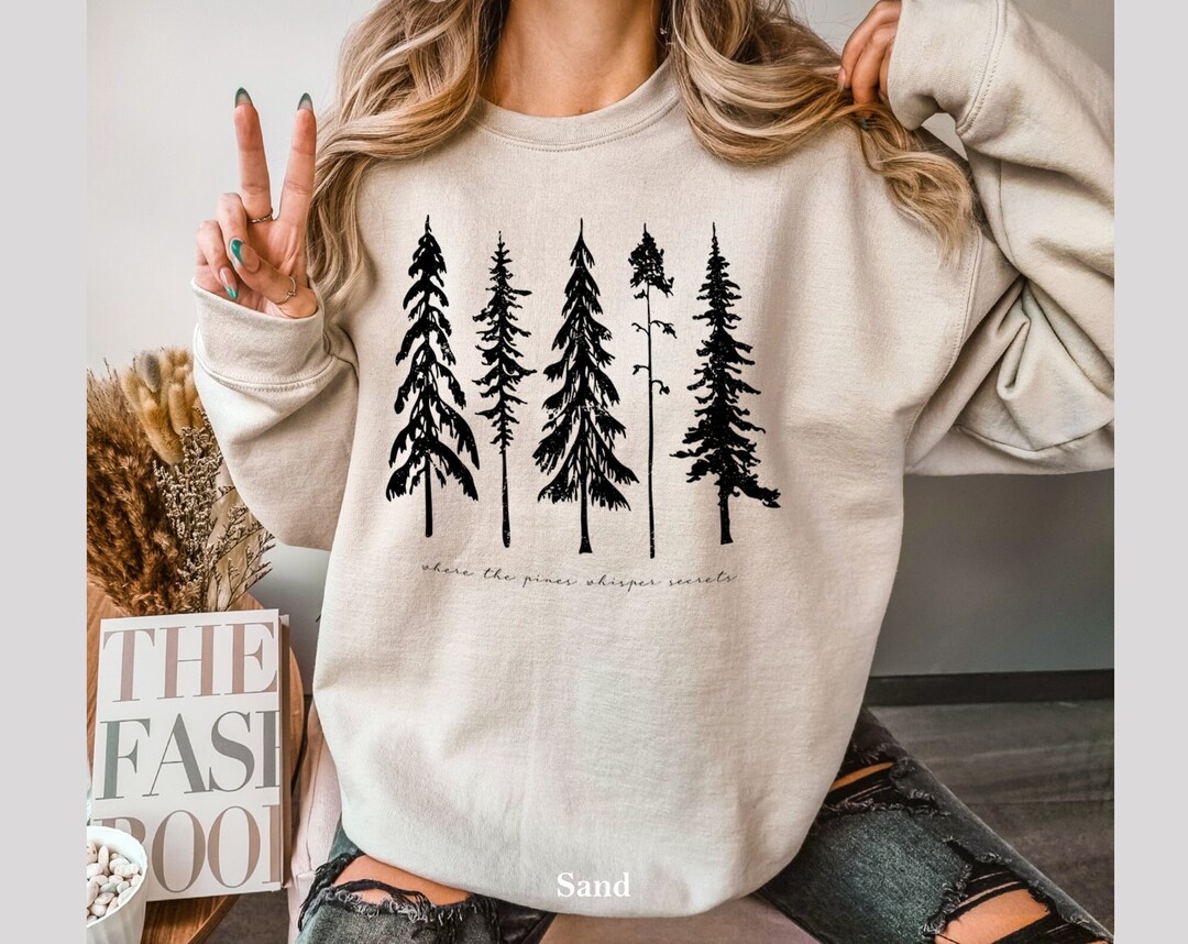 Pine Trees Sweatshirt Women Green Sweatshirt Oversized Unisex Floral ...