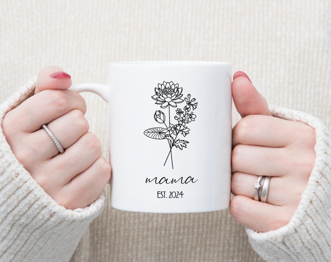 Custom Mama Mug, Personalized Mug Mama, Custom Mom Coffee Mug, Flower ...