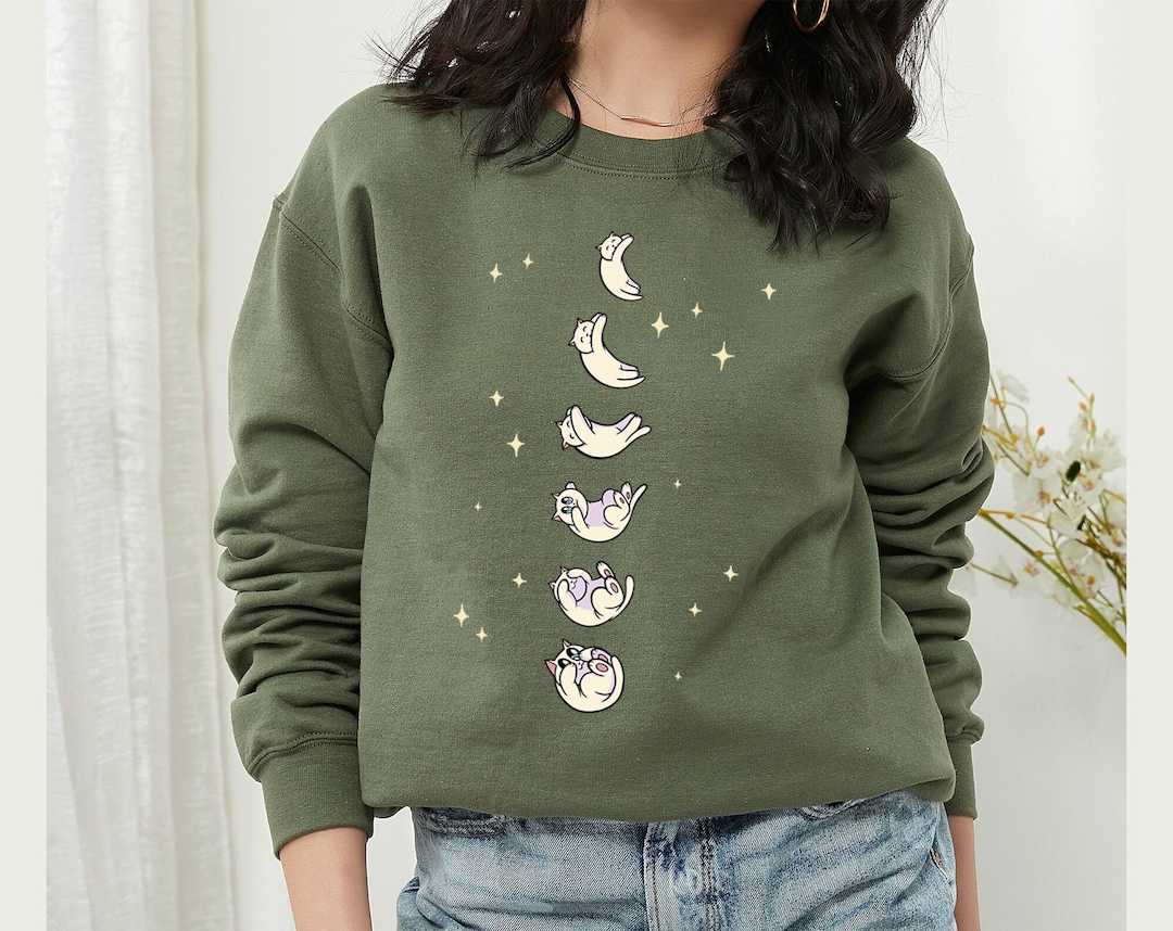 Cat Moon Phases Sweatshirt, Funny Cat Lover Gift - Etsy
