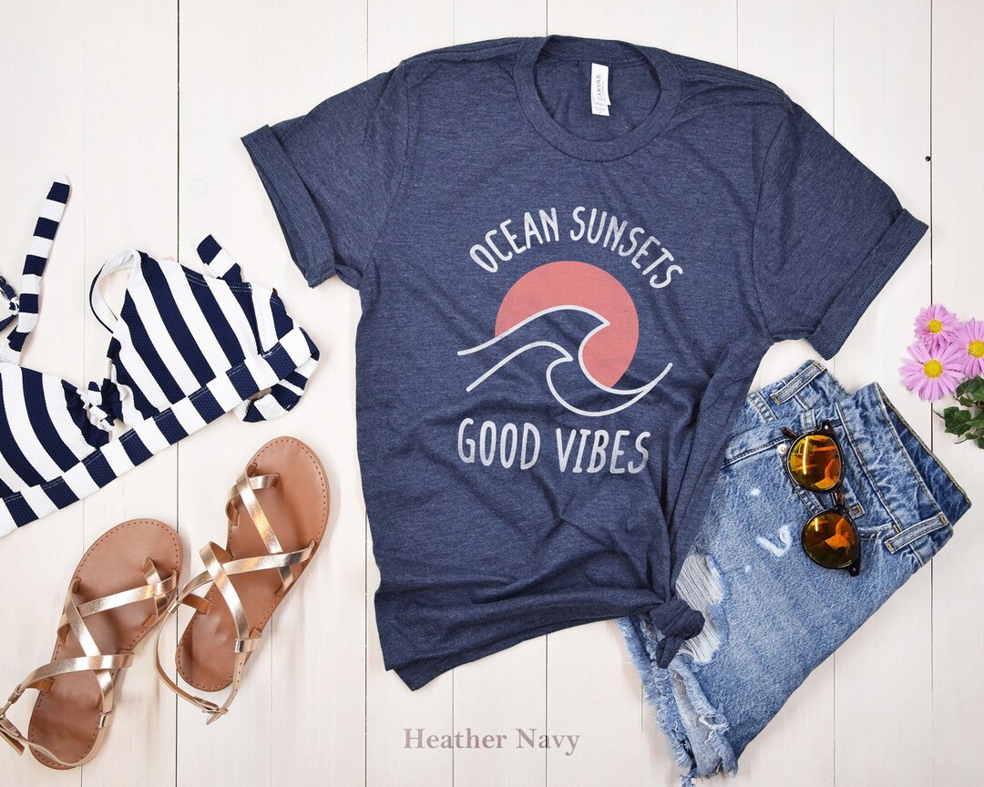 Sunset Ocean Tshirt Summer Tee Beach Wear Vacation Clothes - Etsy