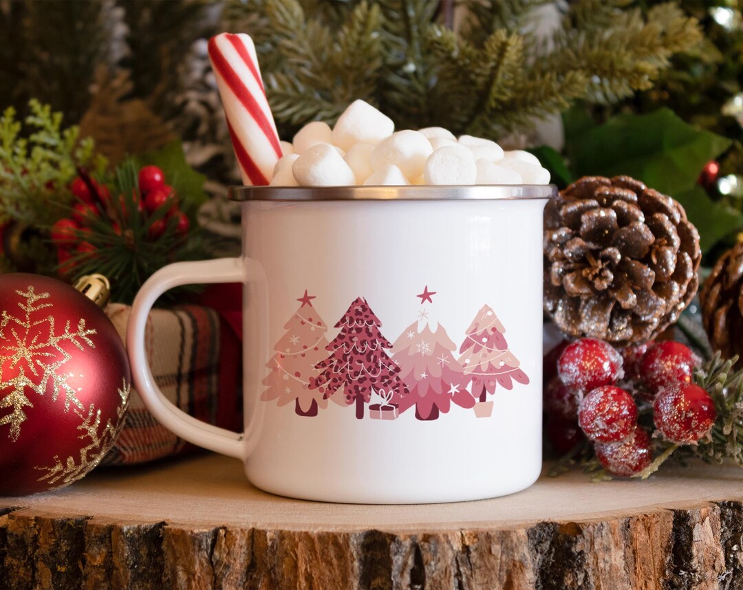 Pink Christmas Trees Mug, Christmas Mug, Personalized Christmas Mug ...