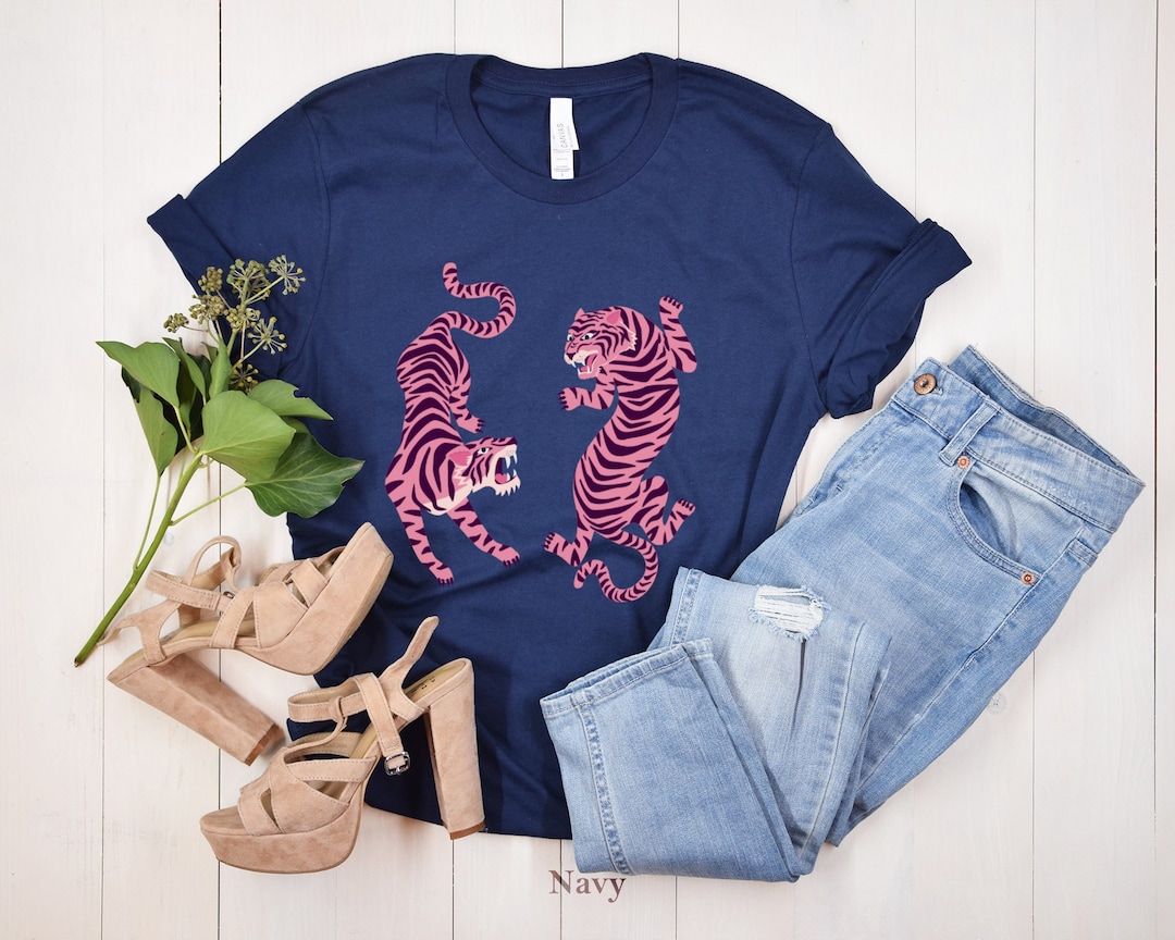 Pink Tigers Shirt, Womens Shirt, Animal Lover Tshirt, Tiger Tee Shirt ...