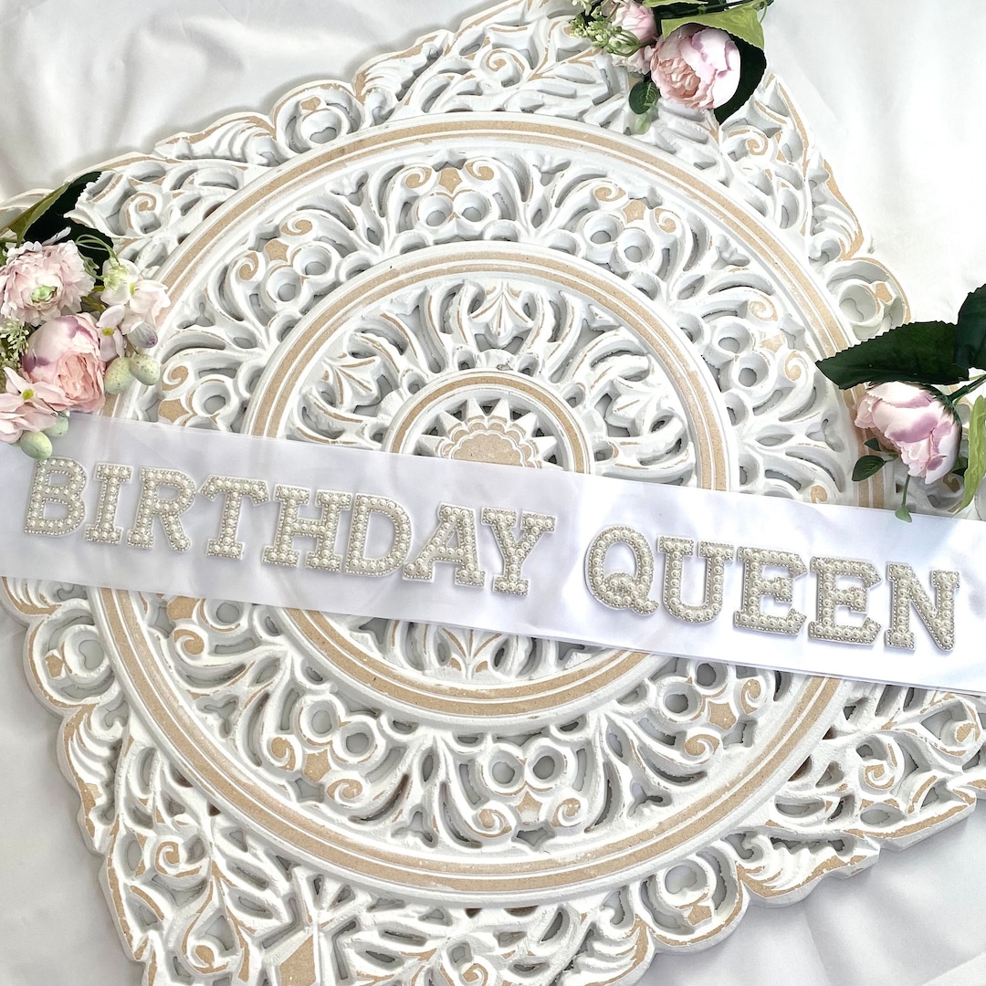 Bride Sash, Hen Do Sash, Personalised White SASH, Birthday Sash, Pearl ...