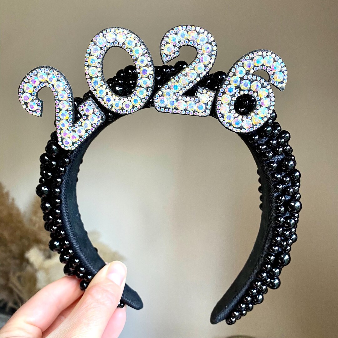 New Years Eve Headband Pearl Headband, NYE Tiara, Black Sparkling New ...