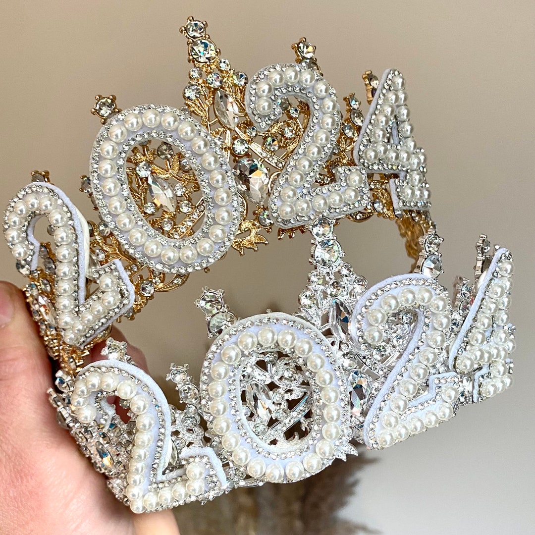 New Years Eve Crown Silver Gold and Pearl Tiara Crown Headpiece 2025 ...