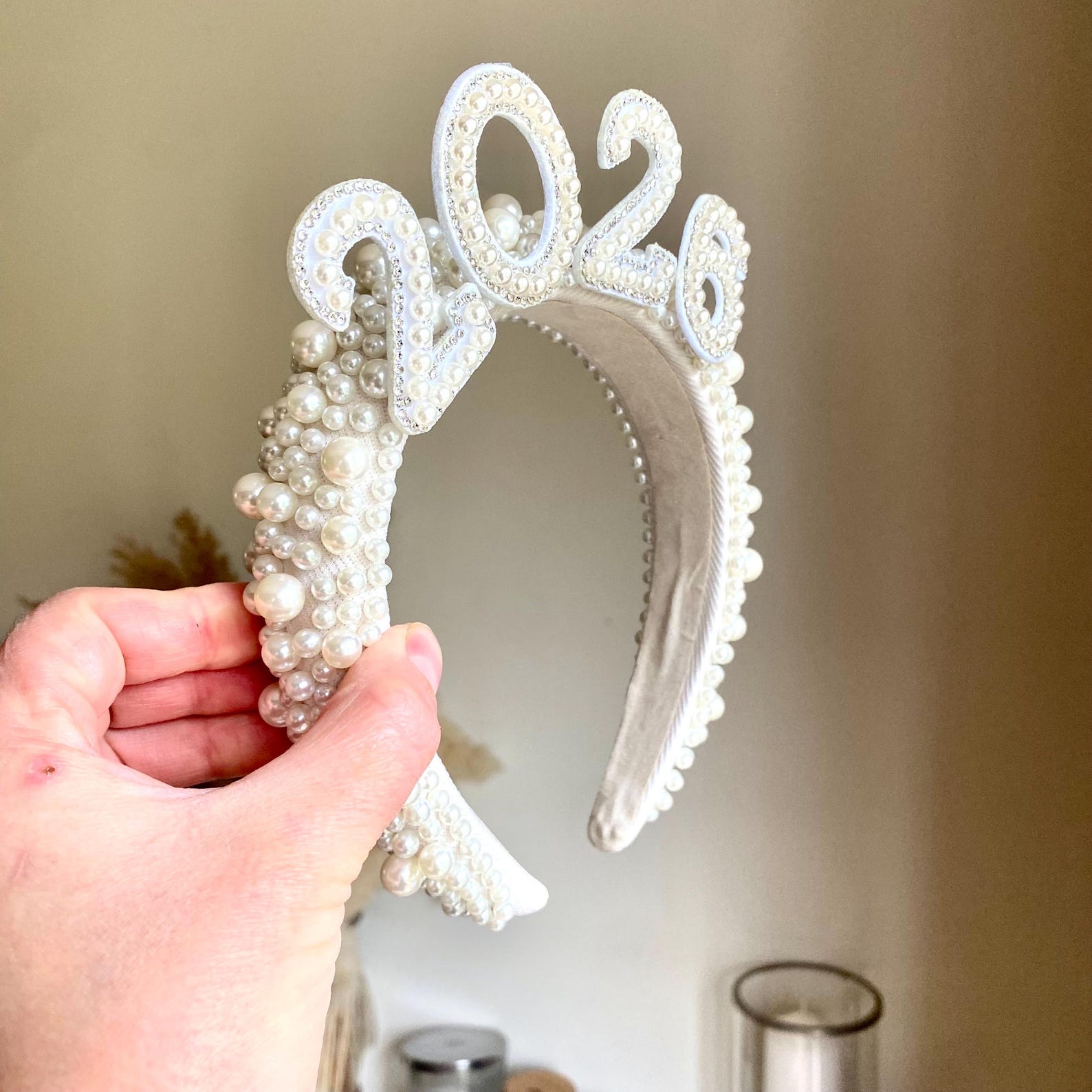 New Years Eve Headband Pearl Headband, NYE Tiara, White Black New Years ...