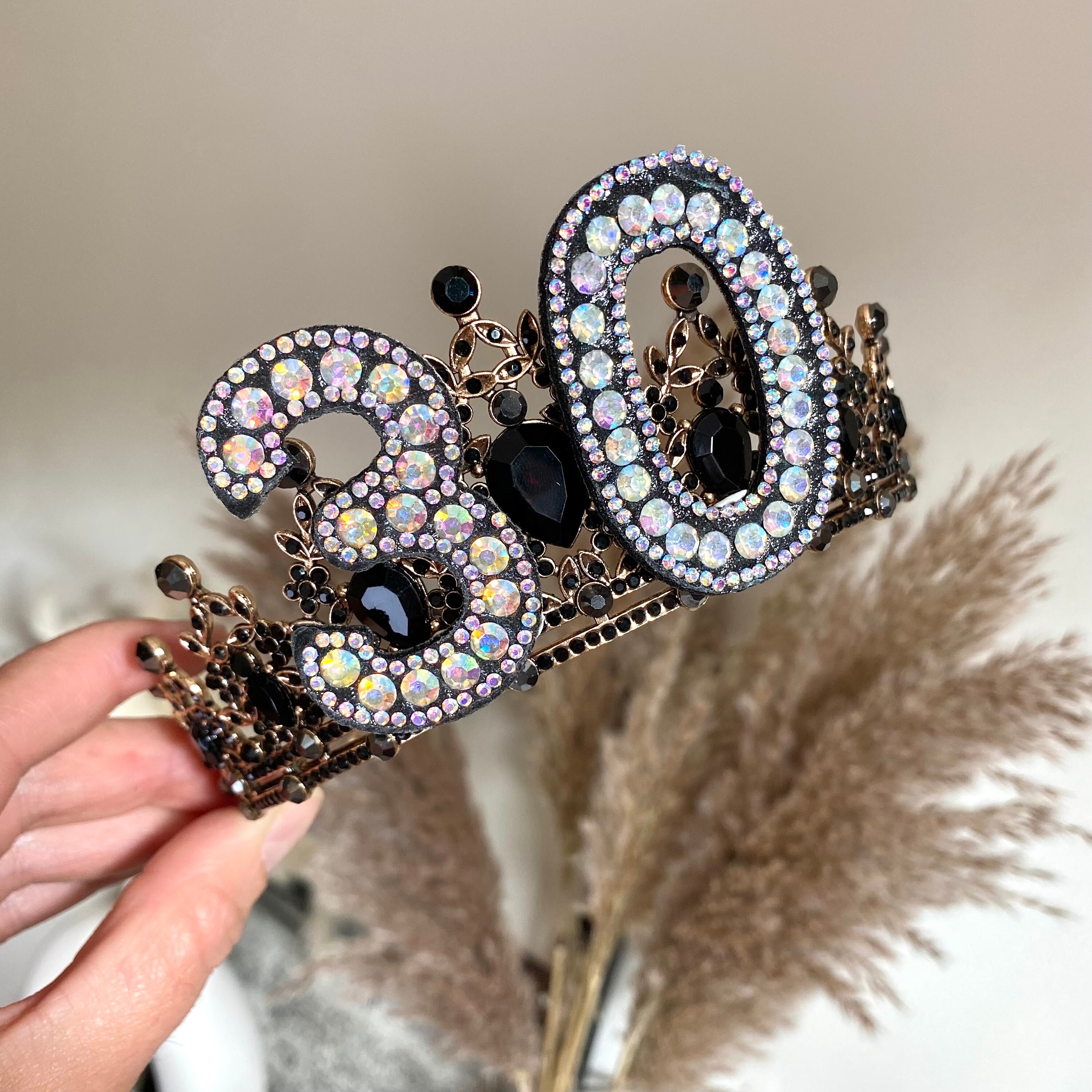 Black 18th 21st 30th 40th 50th Birthday Crown 30th Headband - Etsy ...